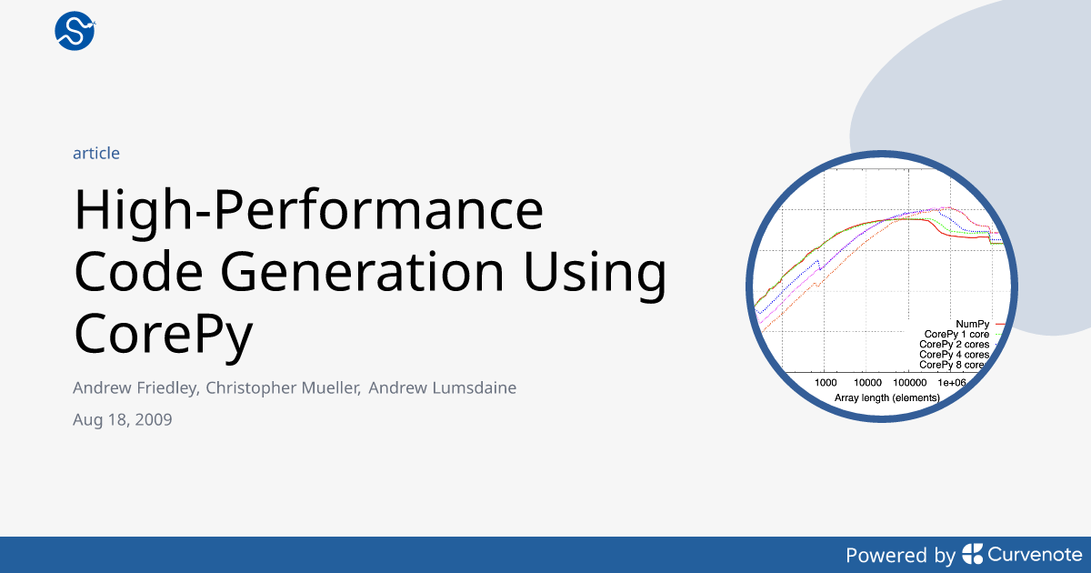 High Performance Code Generation Using Corepy Scipy Proceedings